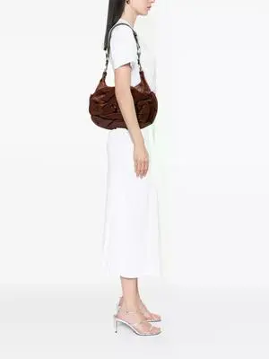 Saint Laurent Nadja Rose Petal Leather Shoulder Bag - Brown