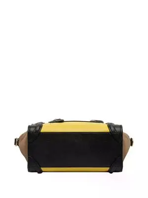 Celine Tricolor Calfskin And Suede Luggage Tote Satchel - Yellow