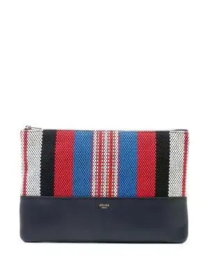 Celine Canvas Striped Solo Pouch Clutch Bag - Black