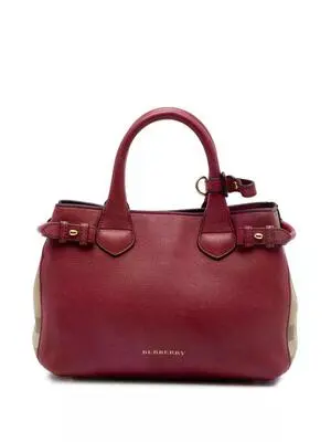 Burberry Small Grainy Calfskin And House Check Banner Satchel - Red
