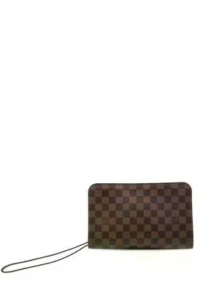 LOUIS VUITTON Damier Ebene Saint Louis Pochette Clutch Bag - Brown