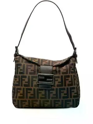 Fendi Zucca Canvas Double Flap Shoulder Bag - Brown