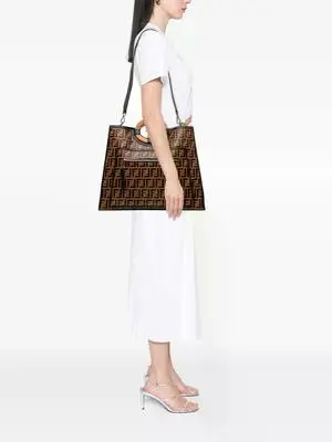 Fendi Large Zucca Embossed Leather Runaway Shopper Satchel