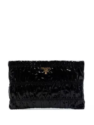 Prada Vernice Gaufre Clutch Bag - Black