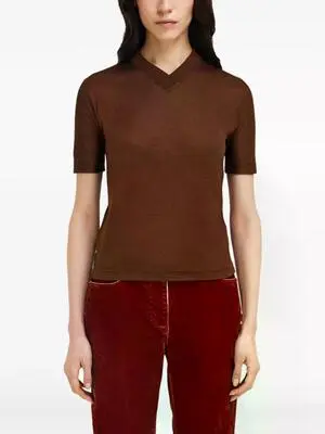 FERRAGAMO Silk V-neck T-shirt