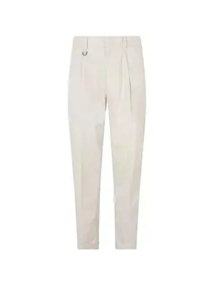 PAOLO PECORA Pleated Detail Turn-up Trousers - Neutrals