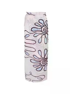 CALA DE LA CRUZ Abstract Print Sarong Skirt