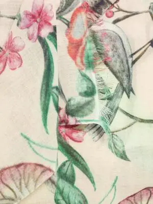 MOULETA Floral-print Frayed Scarf