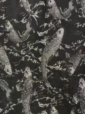 MOULETA Fish-print Frayed Scarf