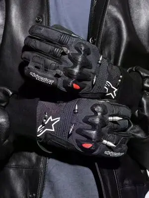 Balenciaga Studded Star Leather Gloves