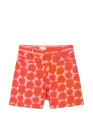 FAVORITE PEOPLE Napoli Floral Print Shorts - Red