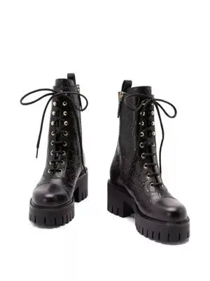 Gucci Gg Monogram Lace-up Platform Boots