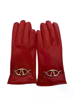 Valentino Garavani Vlogo Leather Gloves - Red