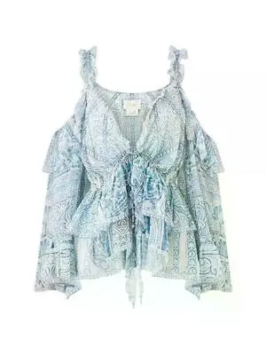 Camilla Cold-shoulder Ruffled Blouse