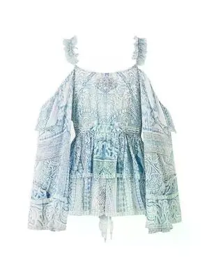 Camilla Cold-shoulder Ruffled Blouse