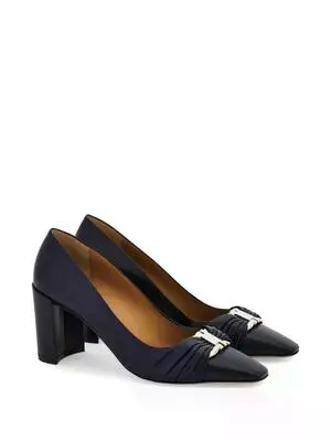 FERRAGAMO Gancini Ornament Block Heel Pumps - Blue