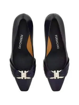 FERRAGAMO Gancini Ornament Block Heel Pumps