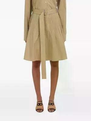 FERRAGAMO Pleated Skirt With Belted Waist - Neutrals