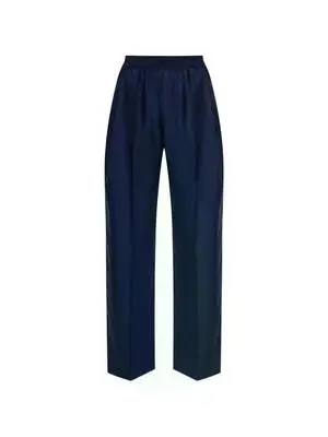 Kenzo Logo Embroidered Pleated Wool Trousers - Blue