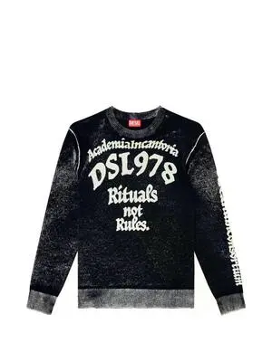 DIESEL® Logo Print Crew Neck Sweater - Black