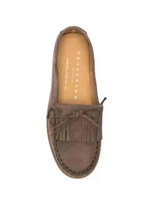 HENDERSON BARACCO Tassia Fringed Nubuck Loafers - Brown