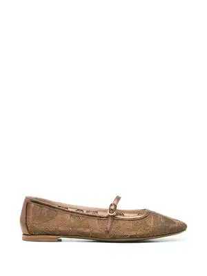 Roberto Festa Floral-embroidered Ballet Flats - Brown