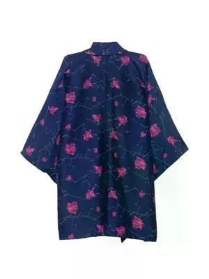 A.N.G.E.L.O. VINTAGE CULT Cotton Floral Print Wide Sleeve Kimono - Blue