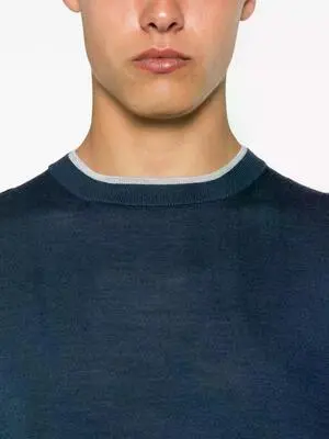 Eleventy Contrast Trim Crew Neck Sweater
