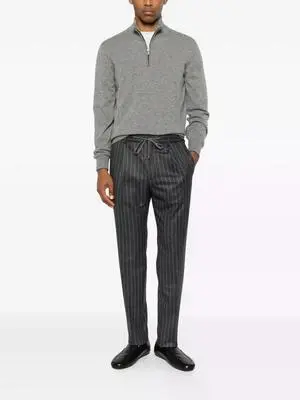 Tagliatore Charcoal Gray Pinstripe Drawstring Trousers