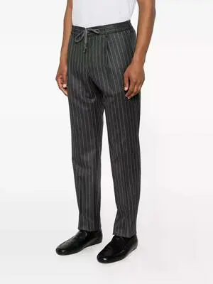 Tagliatore Charcoal Gray Pinstripe Drawstring Trousers