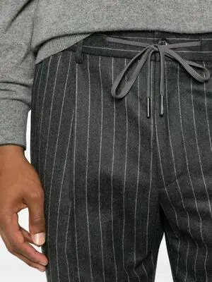 Tagliatore Charcoal Gray Pinstripe Drawstring Trousers