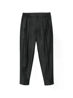 Tagliatore Dark Pinstripe Pleated Trousers - Grey