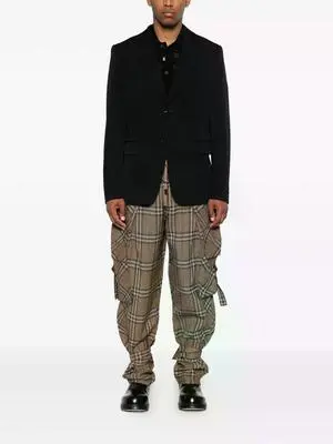 Burberry Beige Checked Cargo Pants With Drawstring Waist