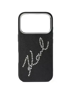 Karl Lagerfeld Signature Studded Iphone 17 Pro Max Case - Black