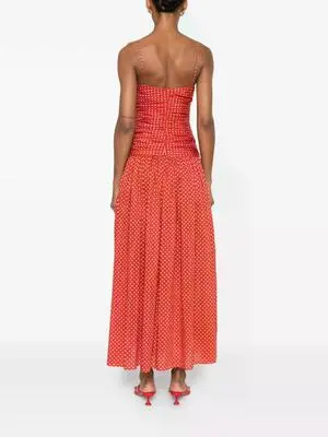 Matteau Gathered Polka Dot Midi Dress