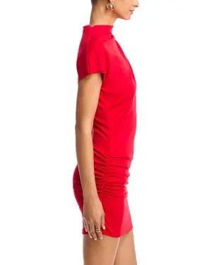 Line & Dot Archer Ruched Mini Dress - Red