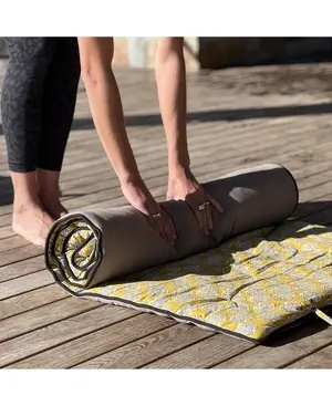 VERVE CULTURE Block Print Yoga Mat And Towel Set