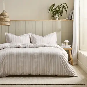 CHRISTY Calder Stripe Cotton Percale Bedding Set, Twin Xl - Green