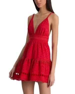 Alice + Olivia Lorene Embroidered Eyelet Mini Dress