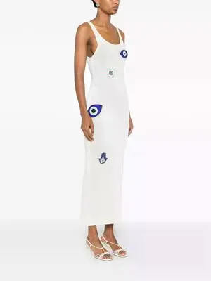 LESLIE AMON Embellished Knit Midi Dress - Neutrals