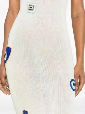 LESLIE AMON Embellished Knit Midi Dress
