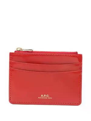 A.p.c. Logo-print Zip-fastening Card Holder - Red