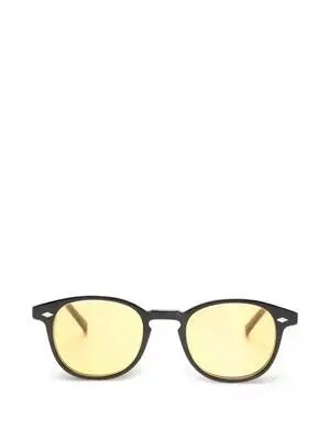 LESCA Round Frame Sunglasses - Black