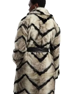 Karen Millen Faux Fur Belted Longline Coat