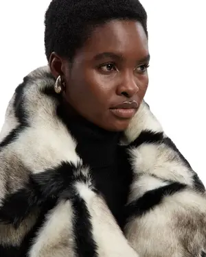 Karen Millen Faux Fur Belted Longline Coat