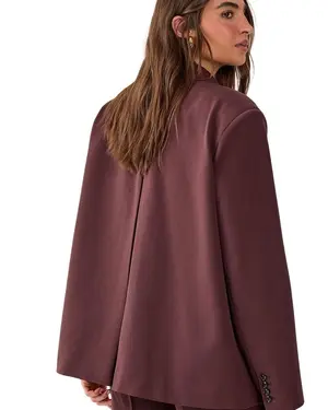 Nasty Gal Double Breasted Oversized Blazer - Chocolate