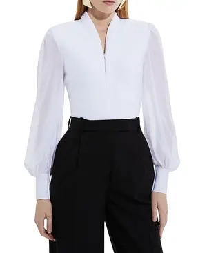 Karen Millen Zip Detail Chiffon Sleeve Knit Top
