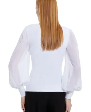 Karen Millen Zip Detail Chiffon Sleeve Knit Top