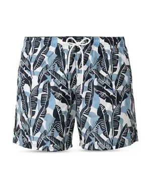 Eton Tropical Leaf Print Swim Shorts