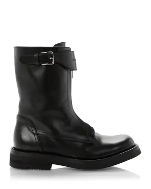 Alexander McQueen Leather Buckled Zip-up Boots